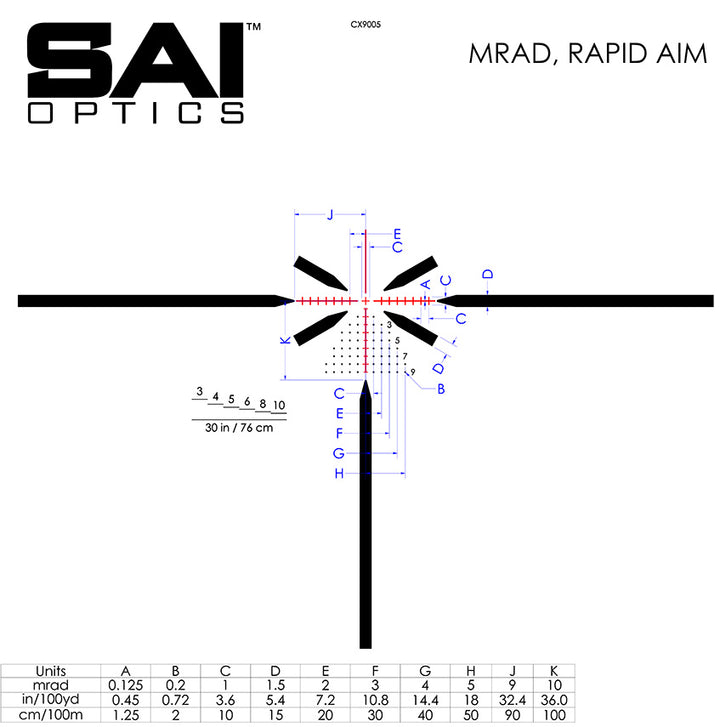 SAI Optics Model SAI 6 - 1-6x24 FFP Rapid Aiming Reticle - Black ...